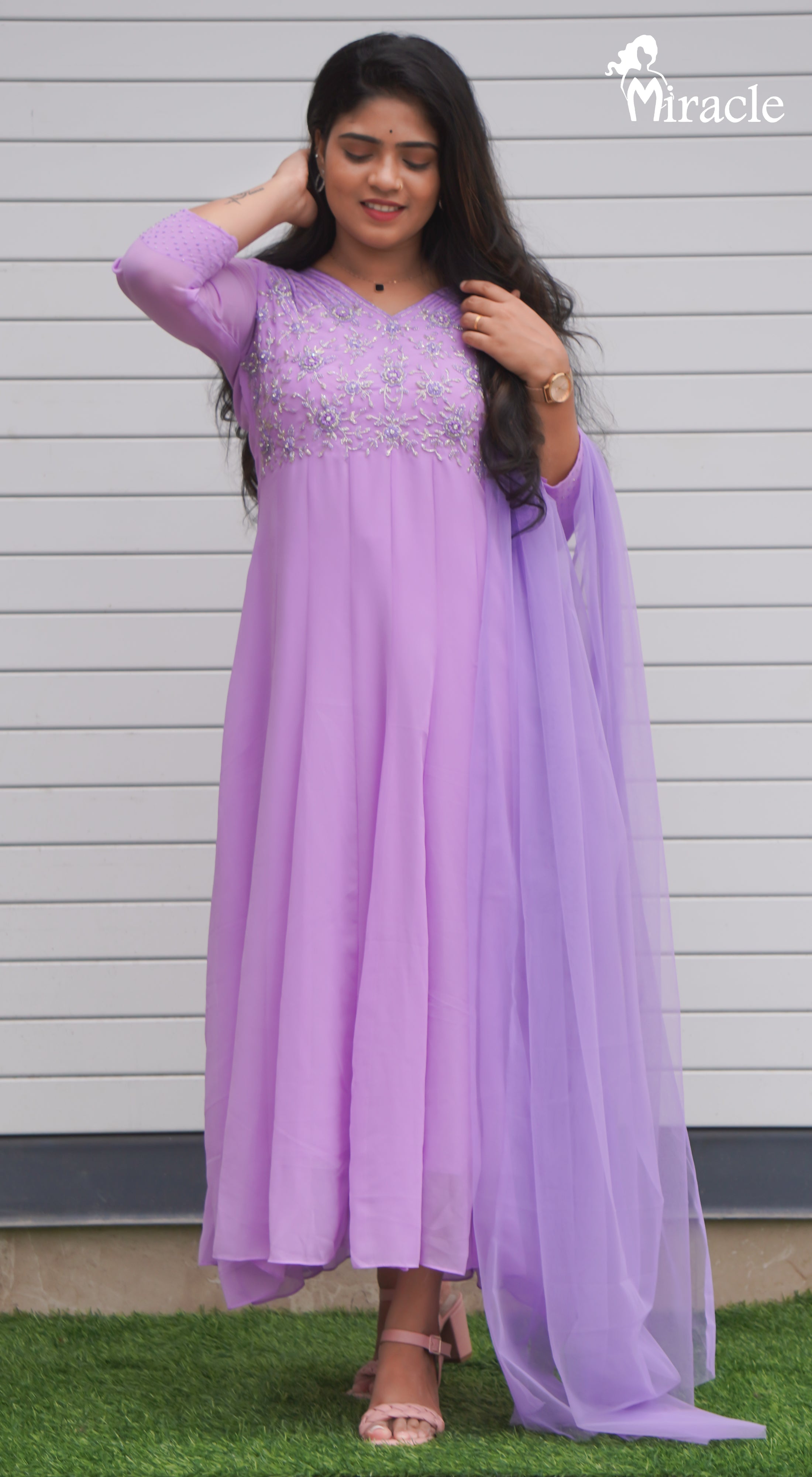 Lavender Panel Cut Anarkali MAK416 | Miracle Boutique