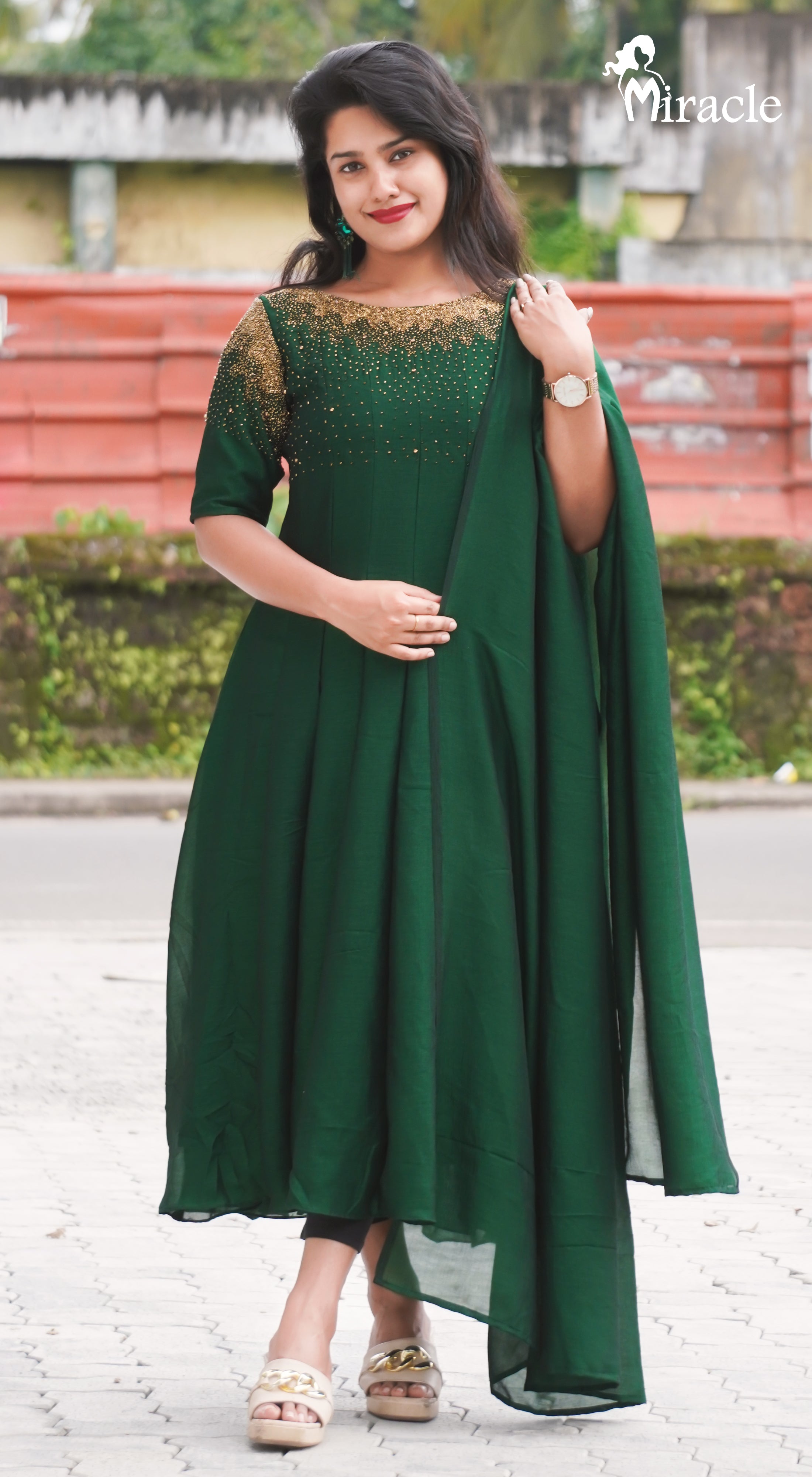 Semi Silk Panel Cut Anarkali MAK412 | Miracle Boutique