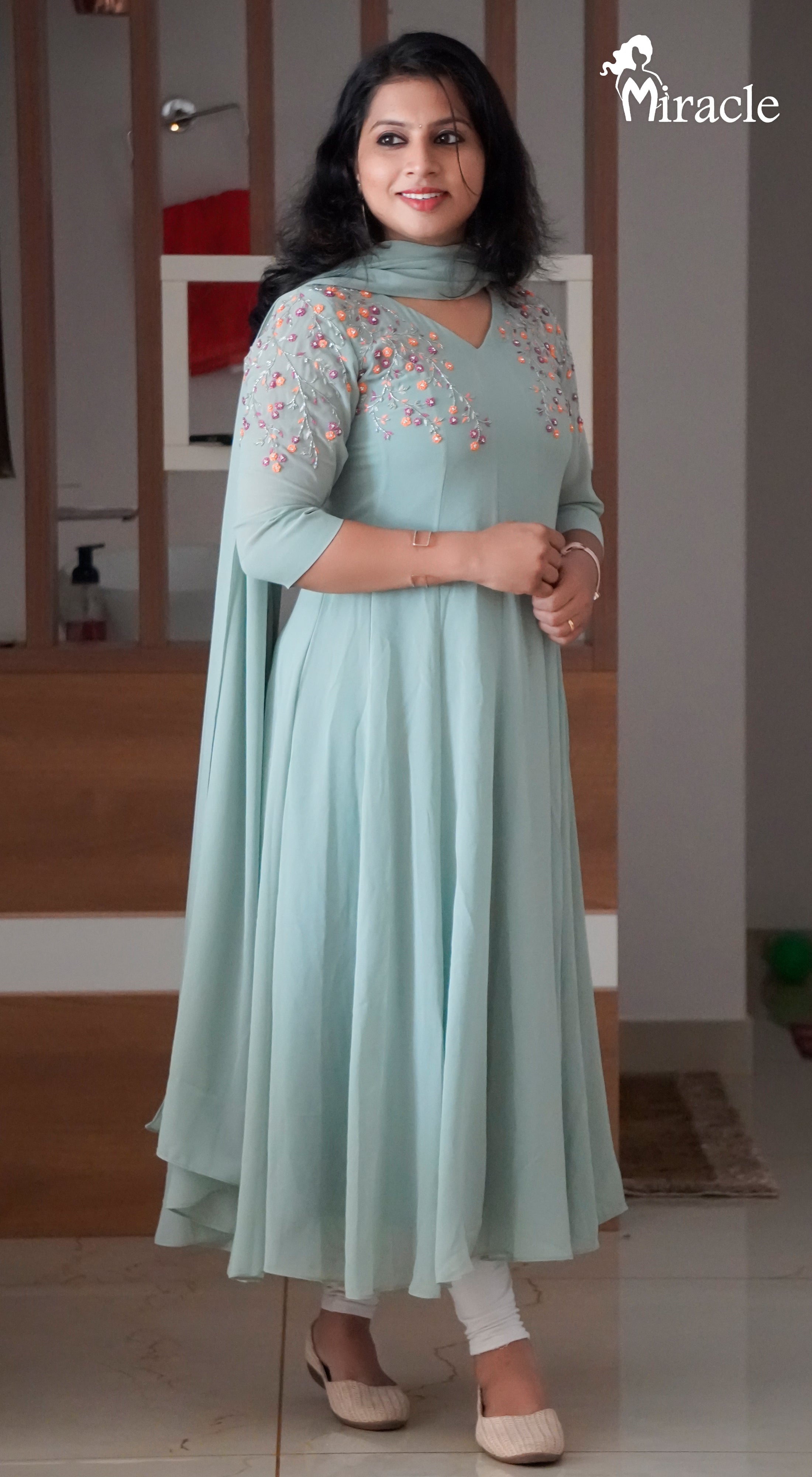 Alice Blue Shade Panel Cut Anarkali MAK384 | Miracle Boutique
